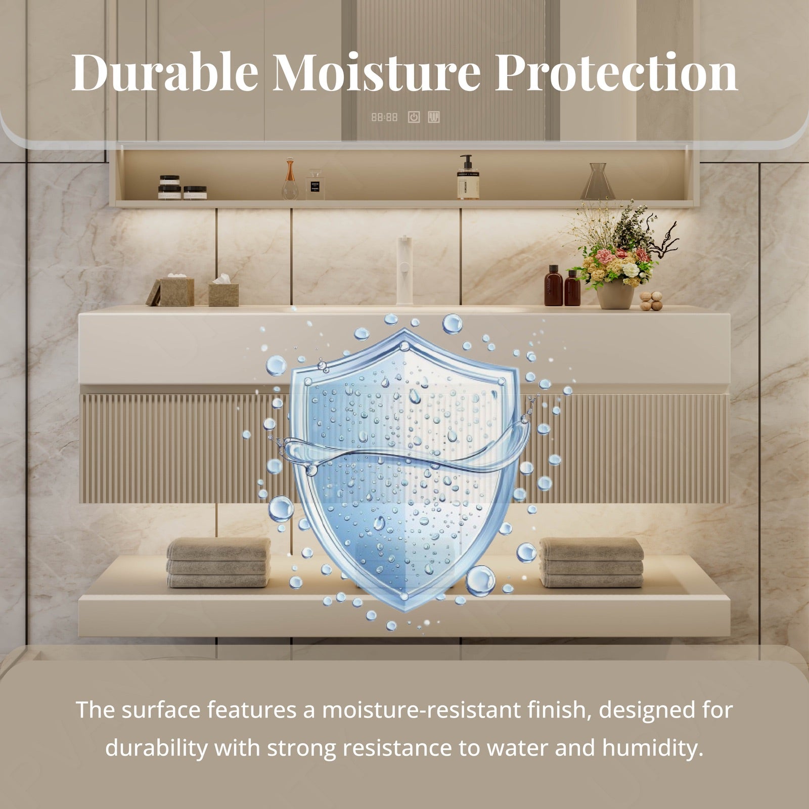 Modern Bath Vanity Set, Gray, Open Storage, Striped Panel, 52"- 78", D