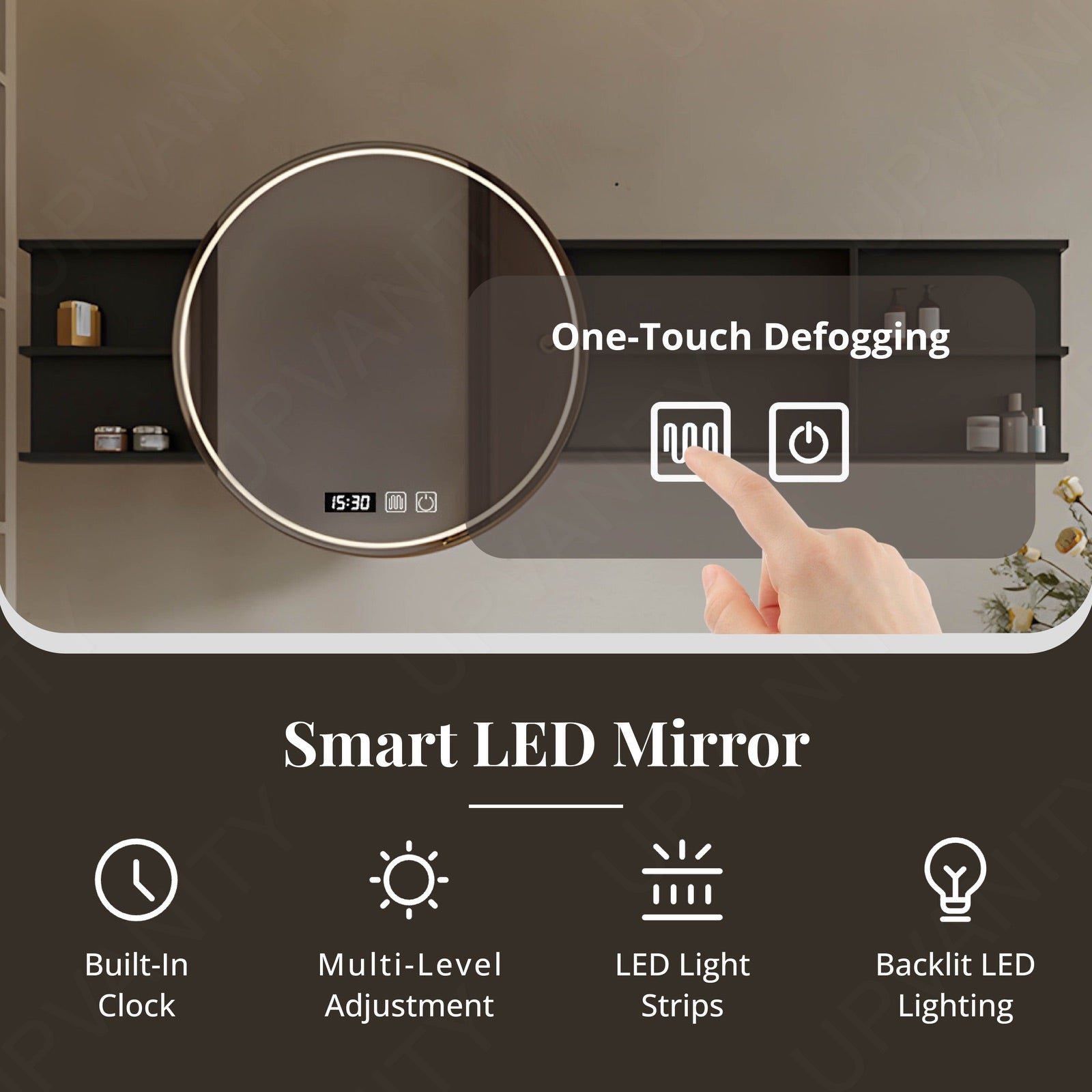 Modern Bath Vanity Set, Black, Split White Top, 52"-78", Double, Float