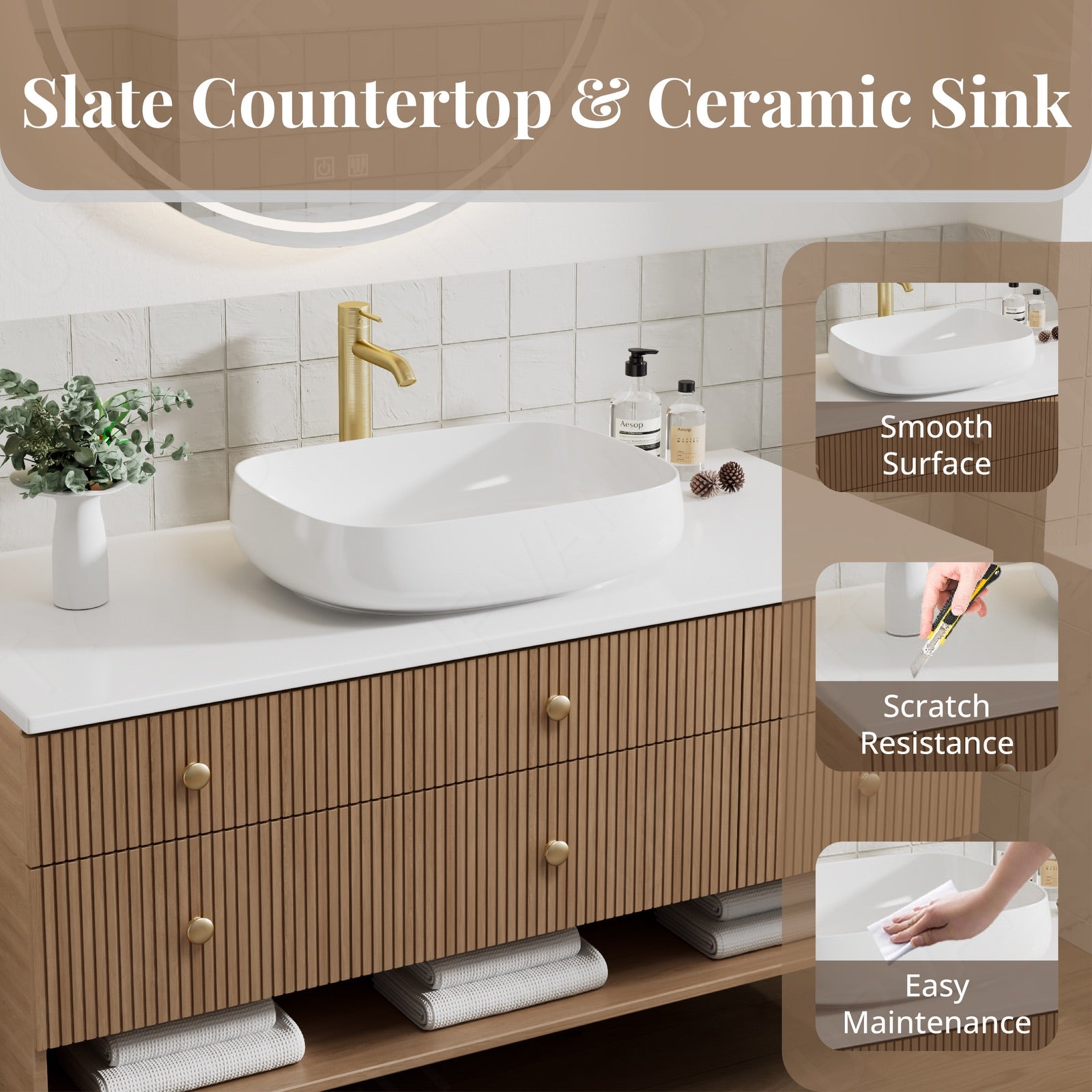 Brown Color - Bathroom Vanity Sets - UpVanity